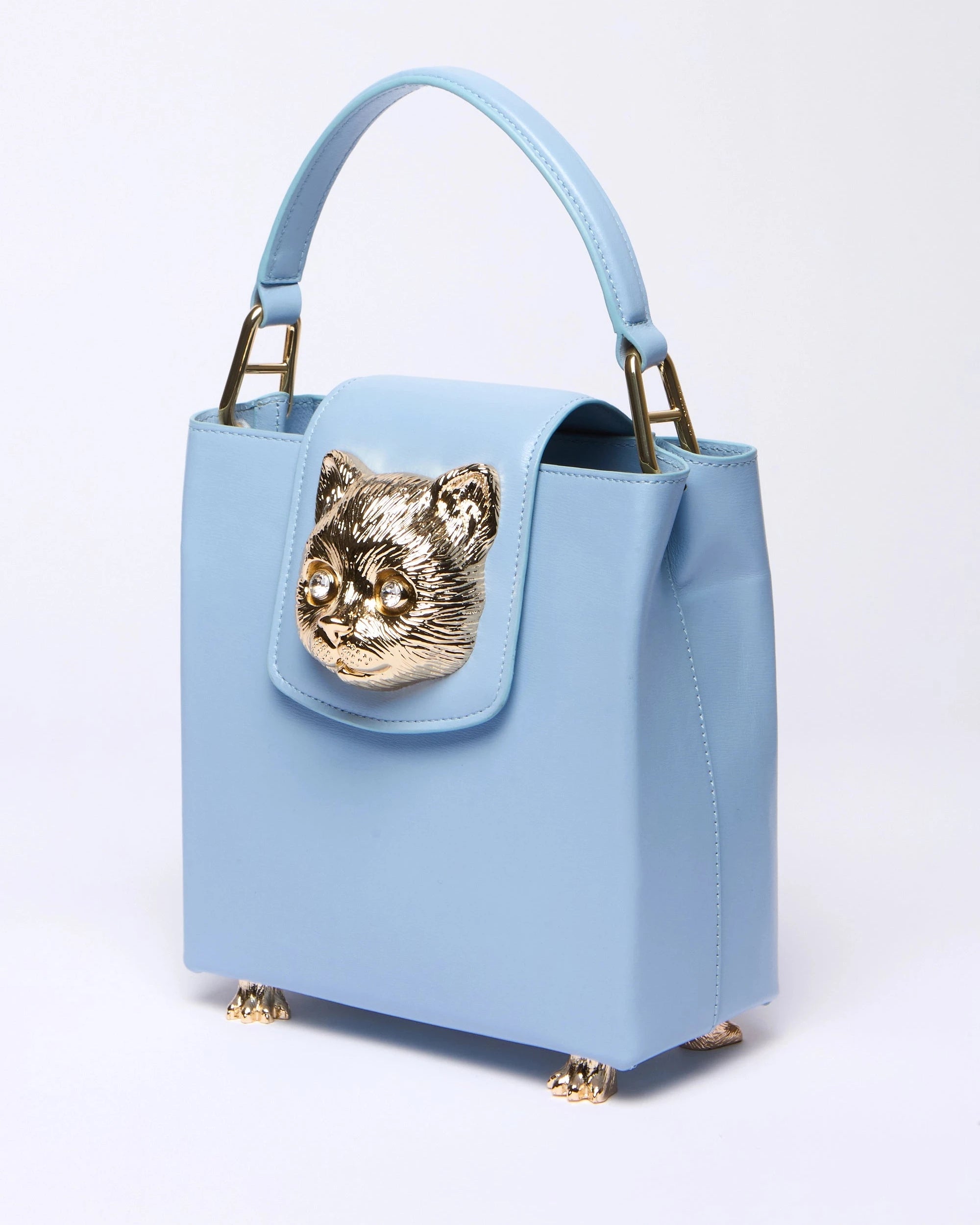 Charlotte cat head leather bag - Blue